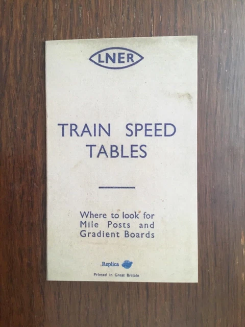 RAILWAY LNER TRAIN SPEED TABLES VINTAGE STYLE : Reproduction Of the ...