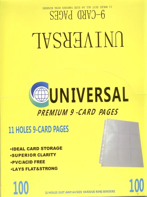 *UNIVERSAL 11-HOLE PREMIUM 9-Pocket card Pages Box(100 pages)--for AFL ...
