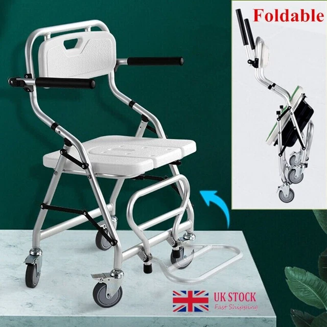 MOBILE COMMODE SHOWER Chair Portable Toilet with Wheels Mobility ...
