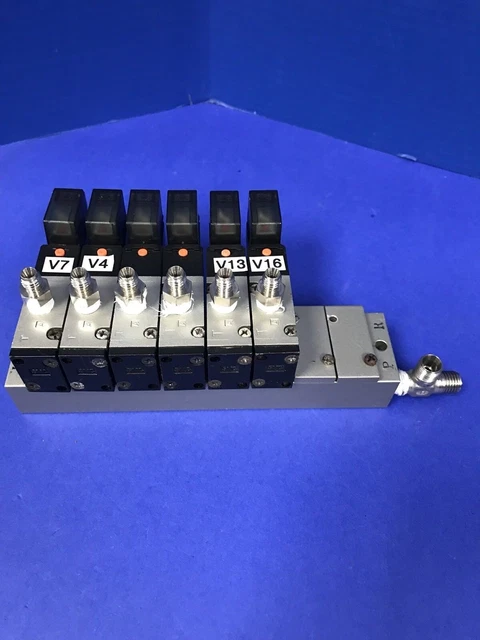 SMC SOLENOID VALVE Manifold Assembly with 5 - NVJ314M Valves $171.04 ...