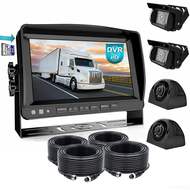 7& QUAD MONITOR DVR 4PIN 4x 360 View 1080P AHD 2M front Side Backup ...