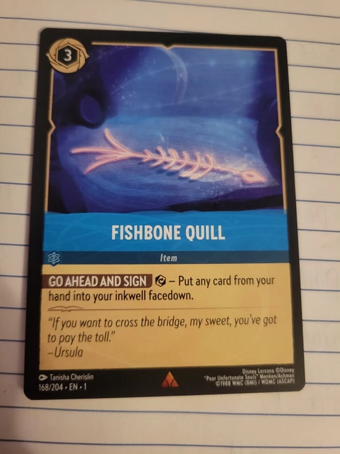 DISNEY LORCANA FISHBONE Quill Non-foil Rare 168/204 $9.75 - PicClick CA
