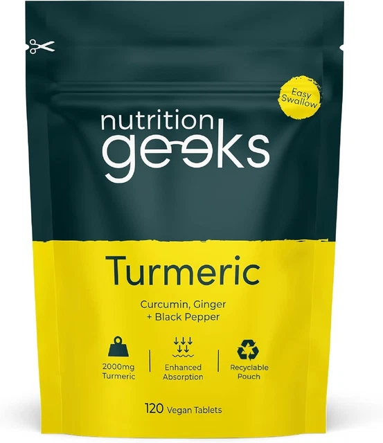 NUTRITION GEEKS TURMERIC Tablets 2000mg 120 £8.99 - PicClick UK