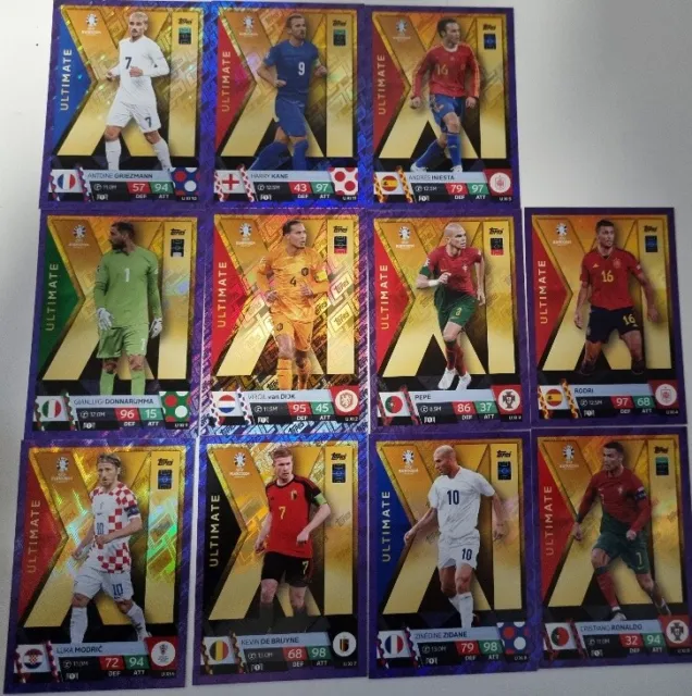 TOPPS MATCH ATTAX UEFA EURO 2024 parallel blue green purple crystal ...