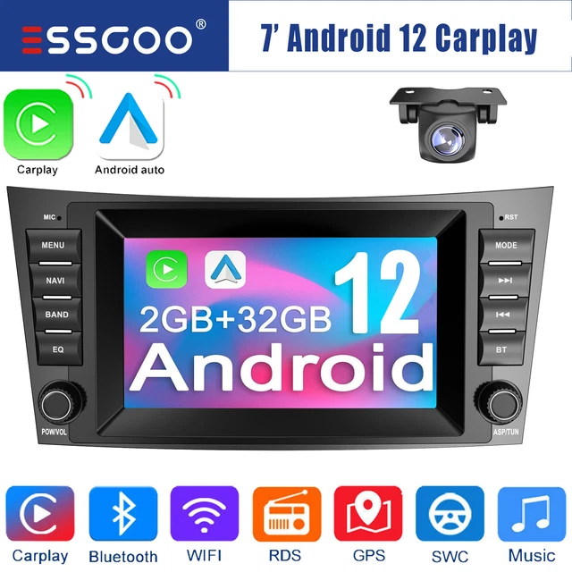 AUTORADIO CARPLAY CAMERA GPS RDS Android 12 per Mercedes Benz Classe E ...