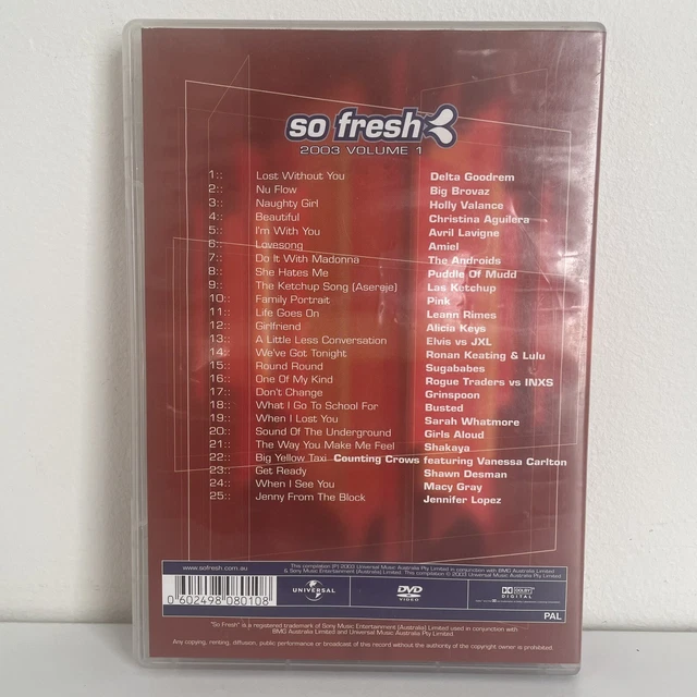 SO FRESH 2003 Volume 1 DVD - Delta Goodrem Avril Lavigne Music - Region ...
