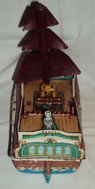 VINTAGE BATTERY-OPERATED TIN Plate Ship Toy Modern Toys 1960 Japan ...
