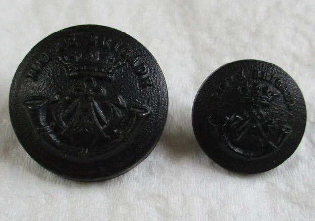 2X BRITISH ARMY:&RIFLE BRIGADE BLACK HORN BUTTONS" (23mm-17mm, WW2 ...