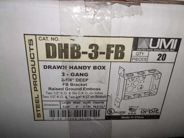 ORBIT DHB-3-FB 3 Gang Drawn Handy Box and Flat Bracket 2.13 Inch Deep £ ...