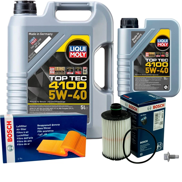 BOSCH INSPECTION SET 6 L Huile Liqui Moly Top Tec 4100 5W-40 EUR 138,32 - PicClick FR