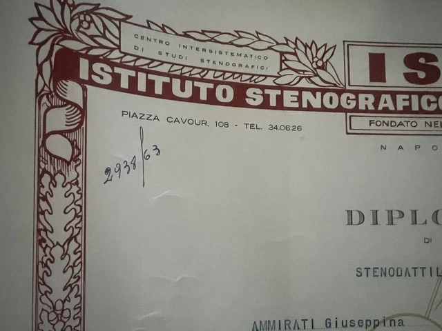 🔴 DIPLÔME STENODATTYLOGRAFIA Isi Institut Stenografico Intersystematico ...