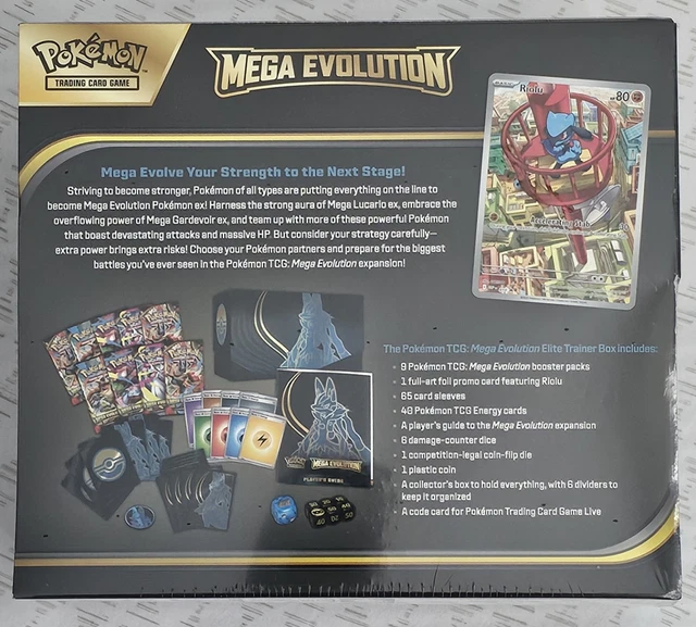POKEMON TCG MEGA Evolution Elite Trainer Box Lucario PC ETB New NR $74. ...