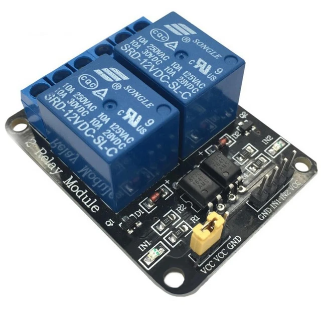 5V 2 CHANNEL Low Level Triggered Relay Module Board With Optocoupler ...