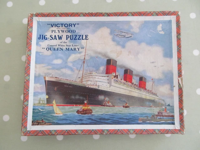 PUZZLE VINTAGE IN Legno Victory Victory Del Cunard Liner Queen Mary ...
