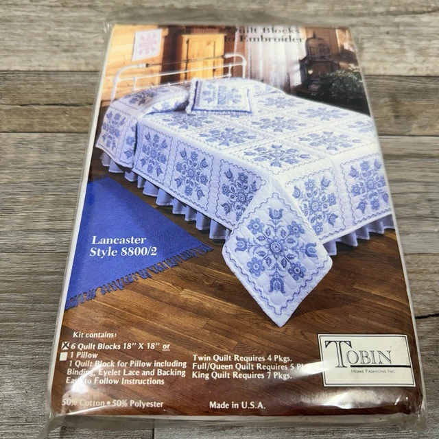 TOBIN QUILT BLOCKS Kit Embroider Lancaster 288002 6 Blocks 18” Cross ...