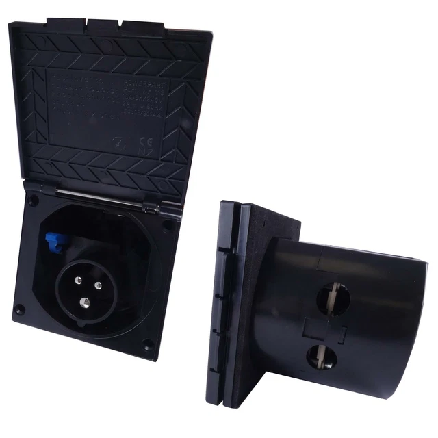 MAINS 230V 16A Flush Hook Up Socket Caravan Motorhome Camper Van RV ...