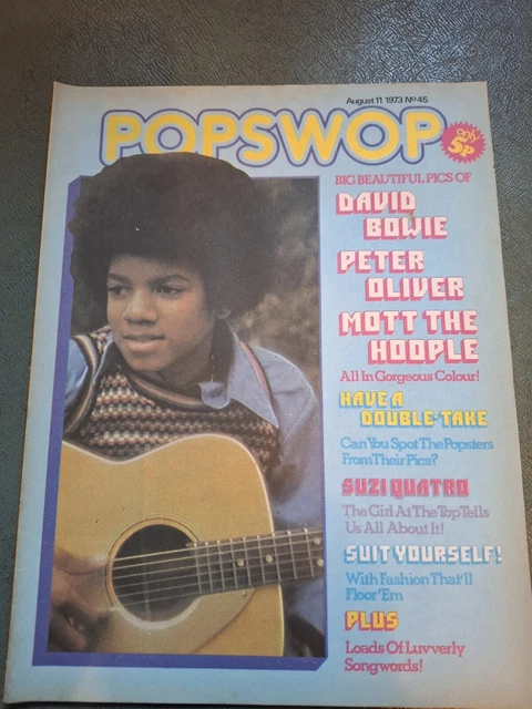 VINTAGE POPSWOP MAGAZINE 11 AUGUST 1973 Michael Jackson Bowie Suzi ...