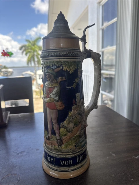 HUGE BEER GERMAN Stein 15” Tall Made in Germany Morgen Muss Ich Fort ...