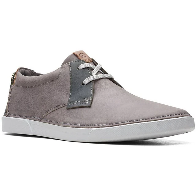 CLARKS MENS GERELD Low Gray Leather Chukka Boots Shoes 9 Medium (D ...