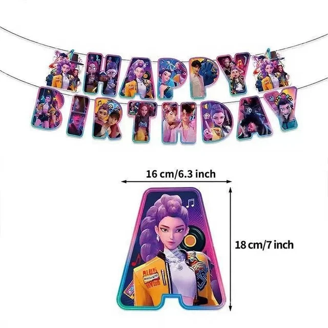 KPOP DEMON HUNTERS Rumi Banner Balloons Cake Toppers Birthday Party ...