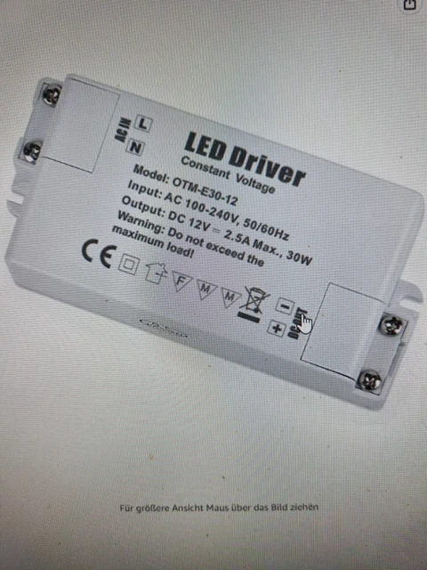 LED TRAFO 12V 30W, Trafo 230v auf 12V DC LED Driver Netzteil, IP44 EUR 6,99 - PicClick DE