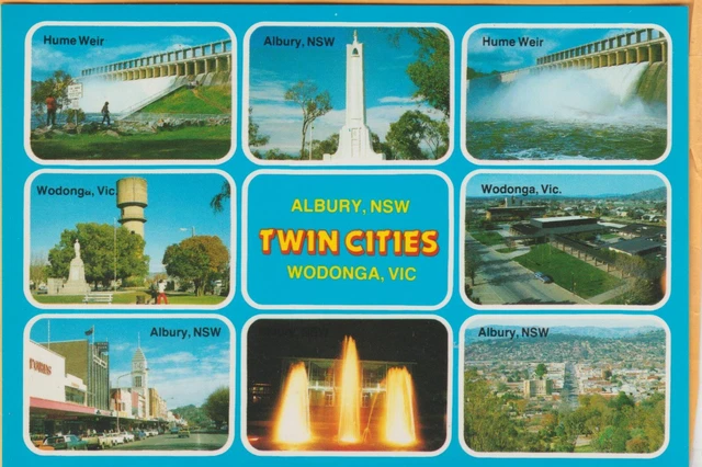 ALBURY NSW & Wodonga Victoria 8 Scenes Incl Hume Weir X 2 Rose Postcard ...