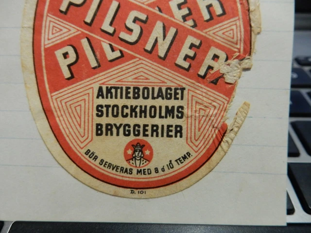 WW2 ERA DAMAGED Beer Label To Upcycle Graphics Stockholm Pilsner EUR 42 ...