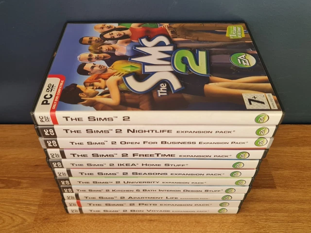 THE SIMS 2 (PC), Base Game, 8 Expansion Packs, 2 Stuff Packs, Large ...