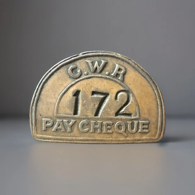 G.W.R. GREAT WESTERN Railways Victorian Metal Pay Cheque Token No. 172 ...