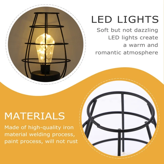 IRON NIGHT LIGHT Vintage Table Lamp Retro Industrial Basket Cage Style ...
