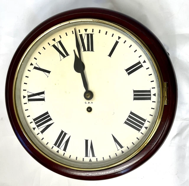 GENUINE MAHOGANY GPO Chain Fusee Wall Clock School Clock £895.00 ...