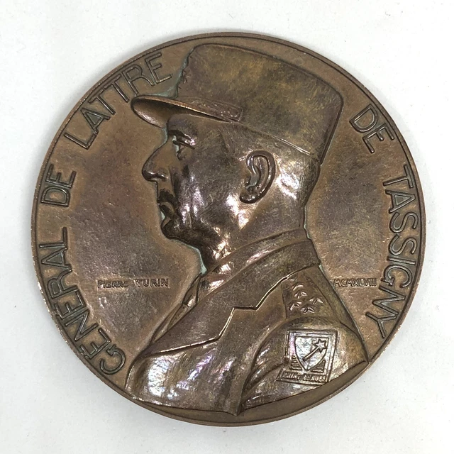 ANCIENNE MEDAILLE GENERAL DE LATTRE DE TASIGNY SIGNEE PIERRE TURIN EN ... ANCIENNE MEDAILLE GENERAL DE LATTRE DE TASIGNY SIGNEE PIERRE TURIN EN ...