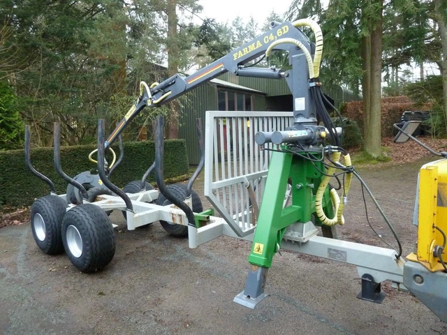 FORESTRY BOTEX 6 tonne logging trailer with Farma crane £4,486.68 ...
