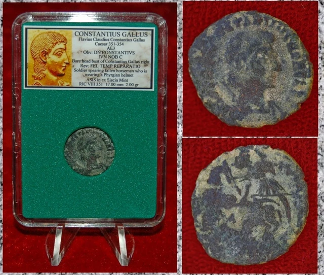 ANCIENT ROMAN EMPIRE Coin CONSTANTIUS GALLUS Soldier Spearing Fallen ...