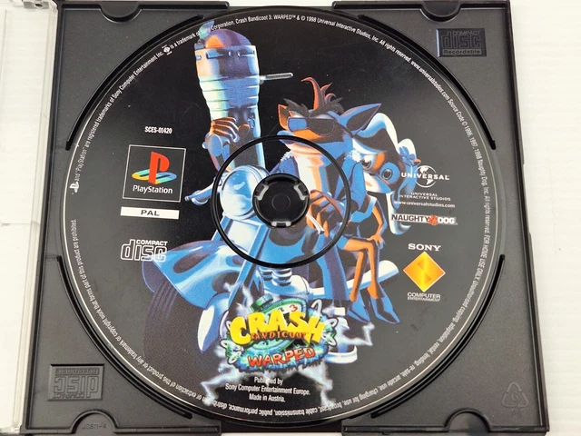 CRASH BANDICOOT 3 Warped PS1 PlayStation 1 PAL Platinum Disc Only ...