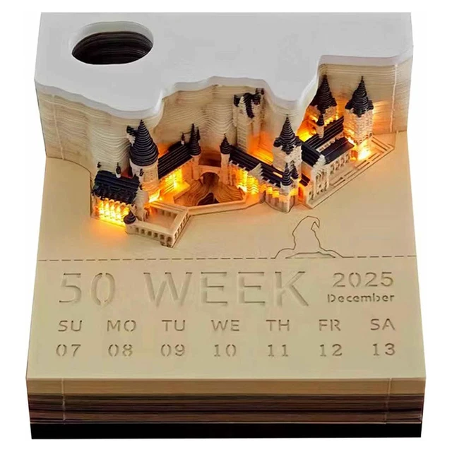 CALENDRIER DE BUREAU 2025, Bloc-Notes, Bloc-Notes 3D Castle Time Piece ...