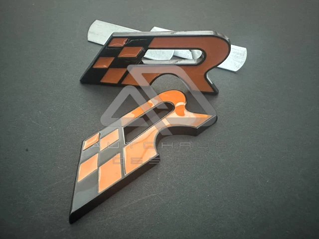 CUPRA R GRILL & Rear Boot Badge Set Seat Leon Ibiza Orange Black ...