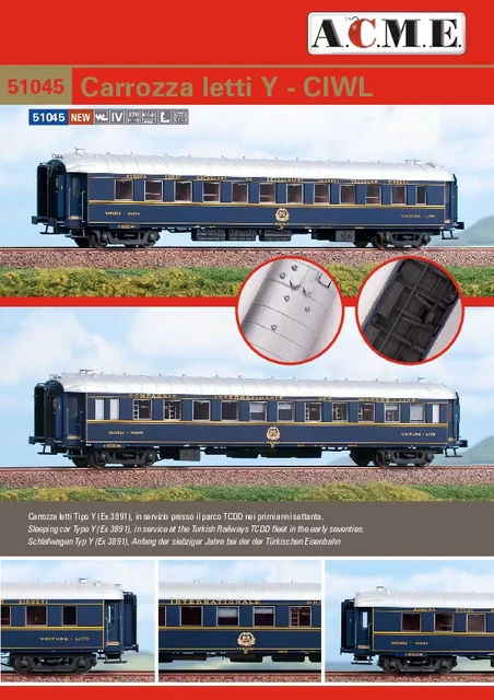 ACME 51045 LITS Type Y Ciwl Gestion Tcdd , Due Vestibules, Livrée Ciwl ...