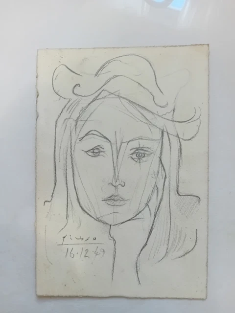 PABLO PICASSO, DRAWING Sketch Portrait Signed Painting Modernist £40.00 ...