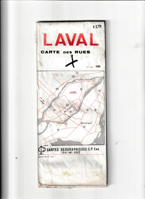 LAVAL, QUÉBEC CARTE des rues/streets map ed. 1986, Cartes Geographiques ...
