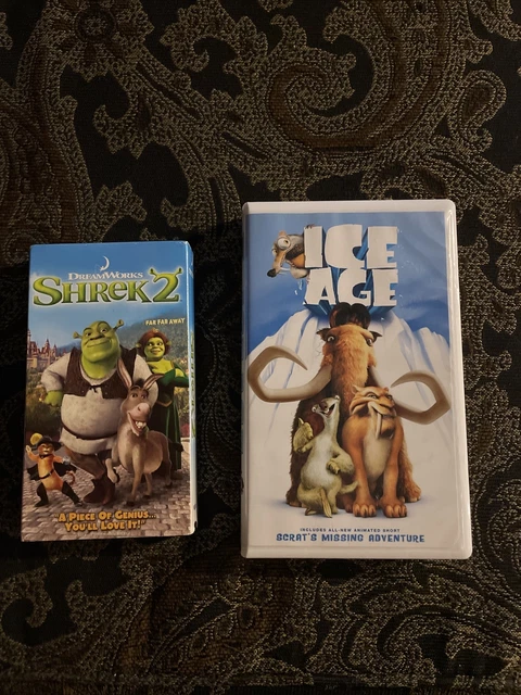 ICE AGE AND Shrek 2 VHS, 2002, Includes Bonus Short "Scrats Mising ...