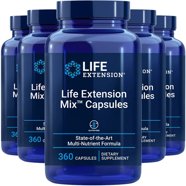 LIFE EXTENSION MIX Capsules 5X360Caps Multivitamin Vitamin E/Amino Acid ...