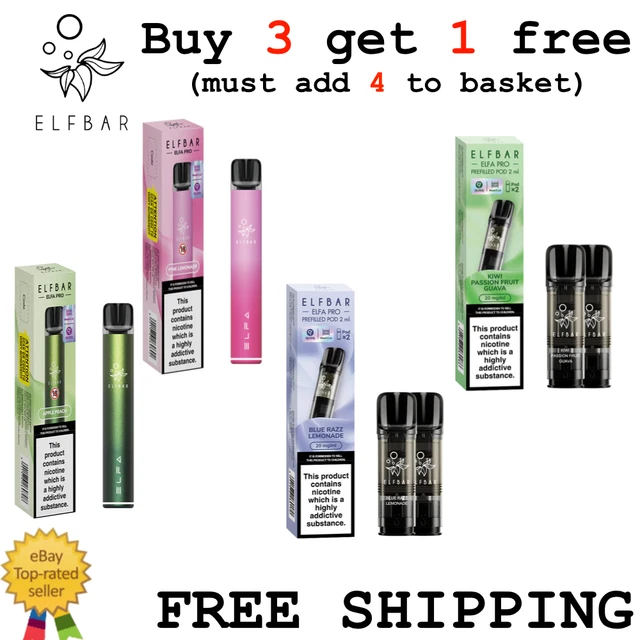 ELF BAR ELFA Pro Pod Kit Rechargeable Vape Pen 2ml Prefilled 20mg e ...