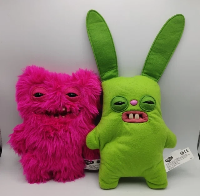 FUGGLER GREEN RABID Rabbit & Pink Mr. Buttons Funny Ugly Monster Soft ...
