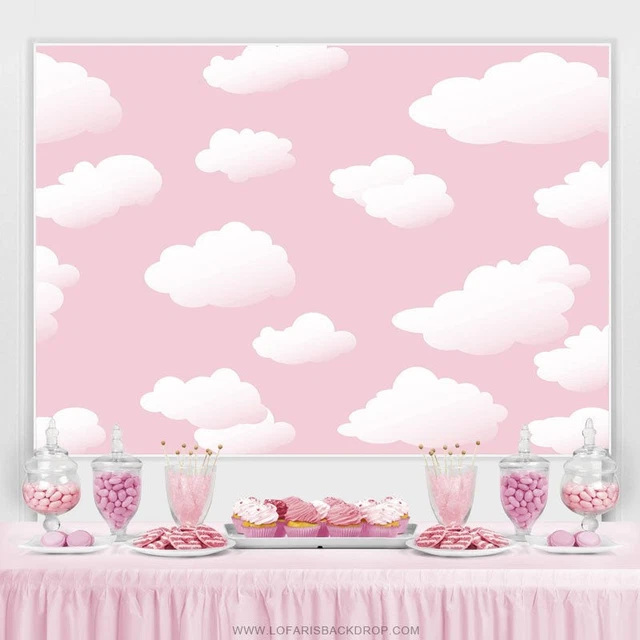 WHITE CLOUD PINK Sky Simple Baby Shower Backdrop $36.01 - PicClick AU