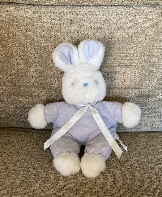 RARE VINTAGE MOTHERCARE Bunny Rabbit Blue Plush Soft Toy Comforter £49. ...