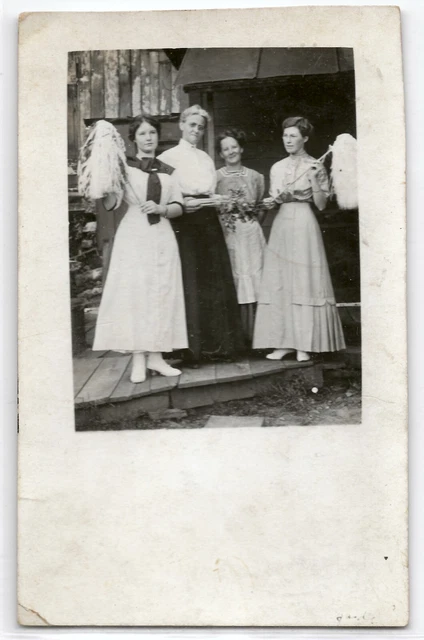 1912 Teenage Girls Pom Pons Holloway Ohio History Photo Postcard