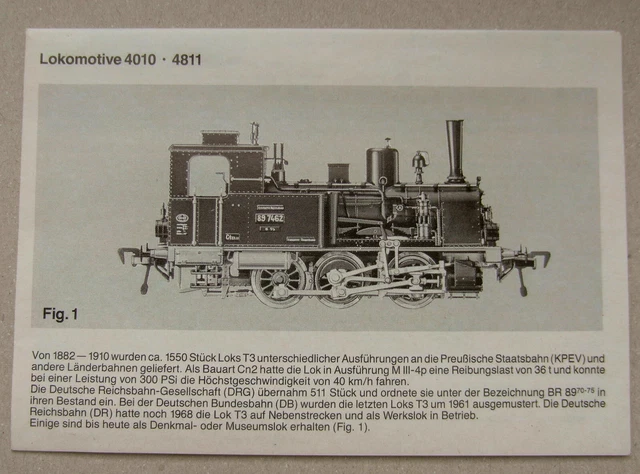 ORIGINAL FLEISCHMANN BETRIEBSANLEITUNG LOK 4010 / 4811 Baureihe T 3 der ...