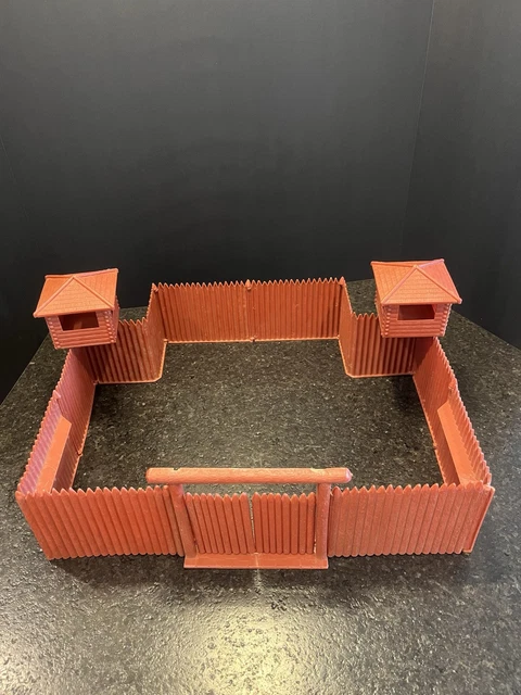 MARX FORT APACHE Reddish Brown Stockade Fence Pieces, Gate, Blockhouses ...