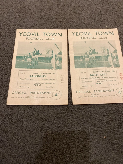 2 X YEOVIL Town Programmes From 1959/60 £4.38 - PicClick UK